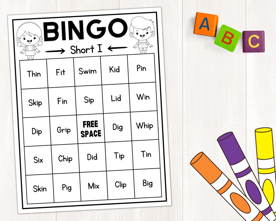 Short Vowel I Bingo Game Phonics Bingo Game for Kids Short I Words ...