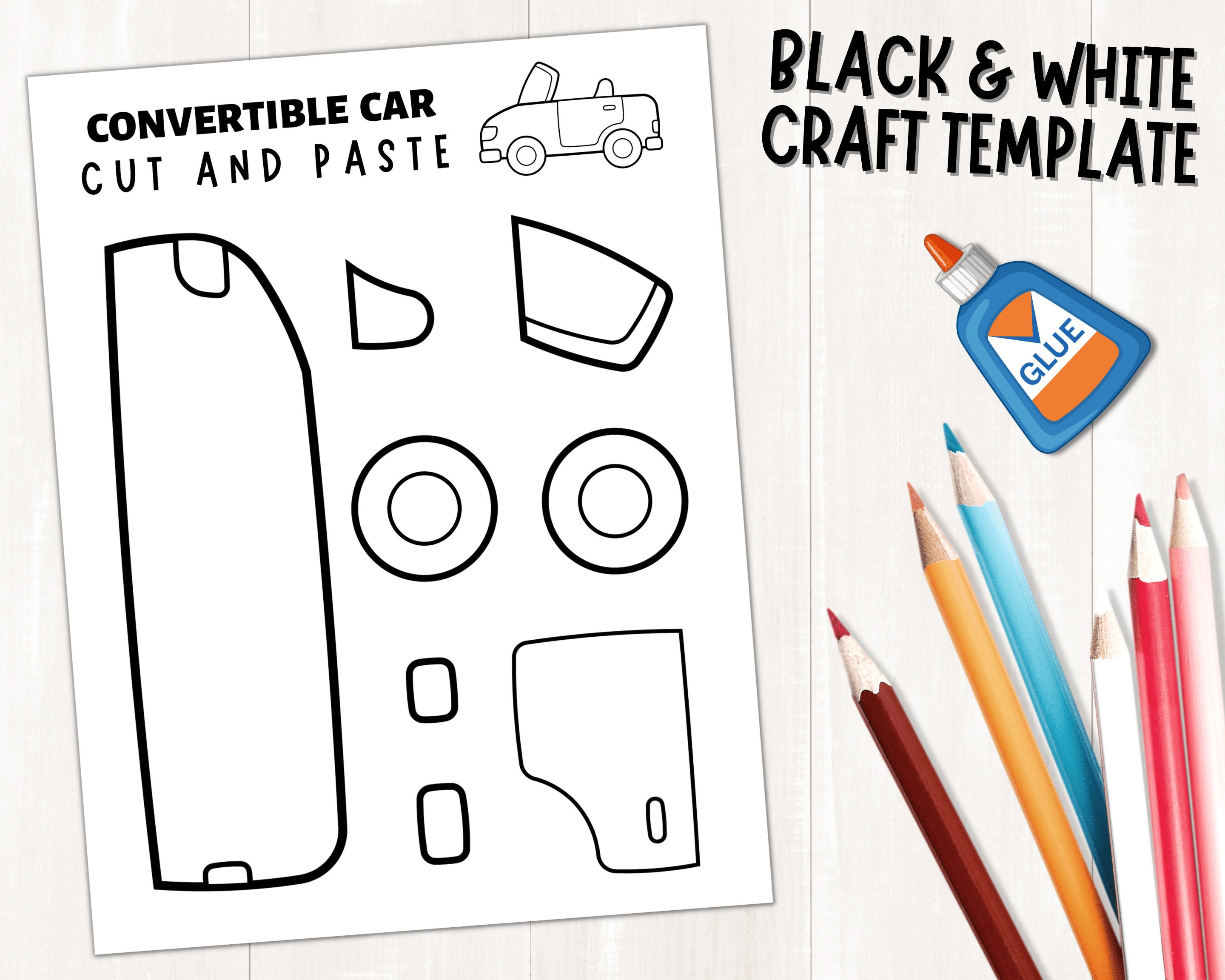 Convertible Car Craft for Kids | Car Printable Template ...