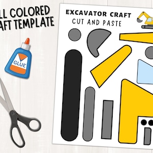 Excavator Craft for Kids | Printable Template | Construction Vehicle ...