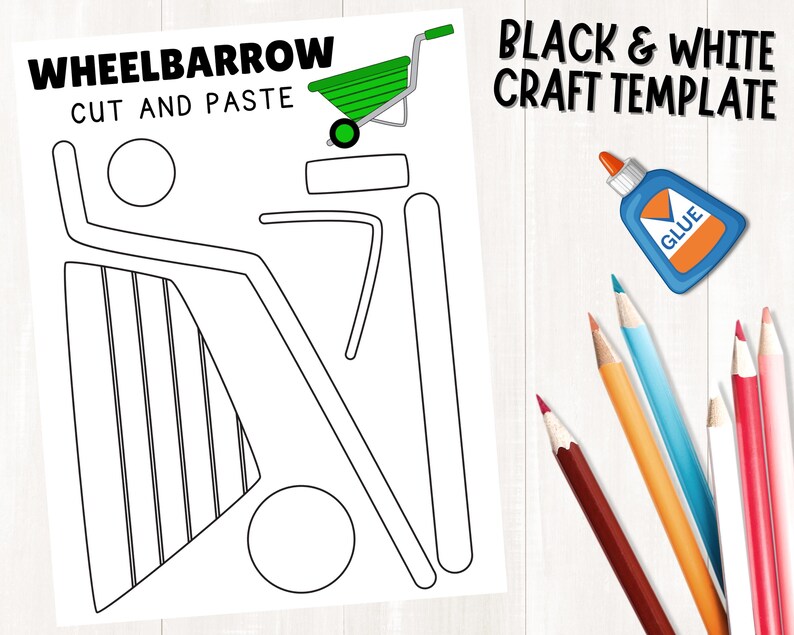 Printable Wheelbarrow Craft for Kids | Garden Spring Activity | Cut and ...