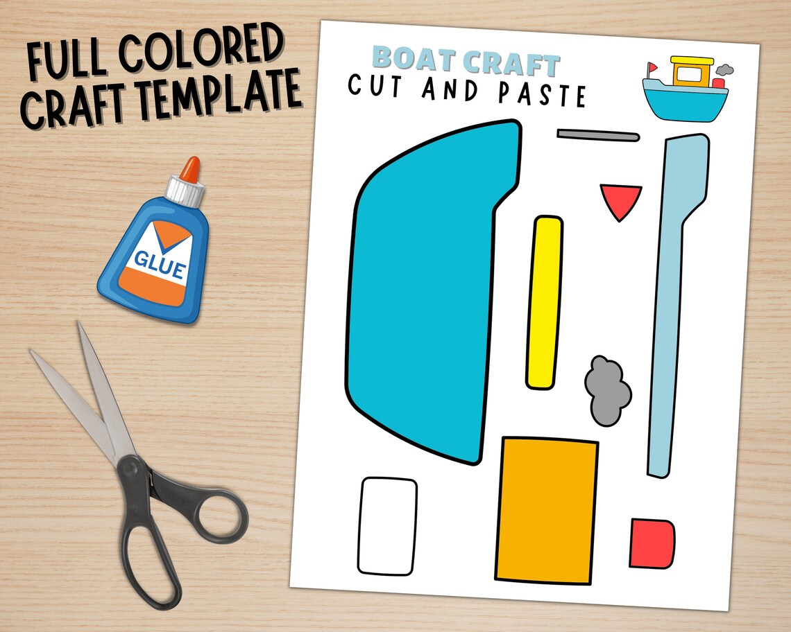 Boat Craft Template, Transportation Activities, Boat Cut & Paste Craft ...