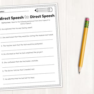 Direct and Indirect Speech Worksheets | Reported Speech | Identifying ...