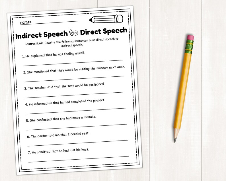 Direct and Indirect Speech Worksheets | Reported Speech | Identifying ...