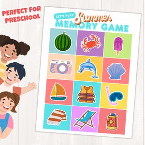 Printable Summer Memory Game for Kids | Matching Game With Summer ...