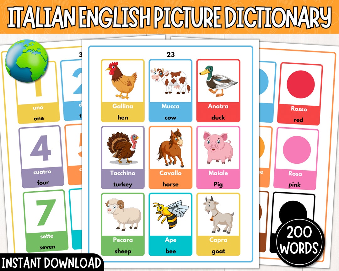 Printable Italian-english Picture Dictionary | My First 200 Italian ...
