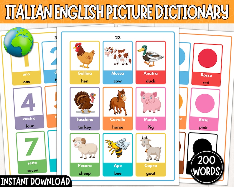 Printable Italian-english Picture Dictionary | My First 200 Italian ...