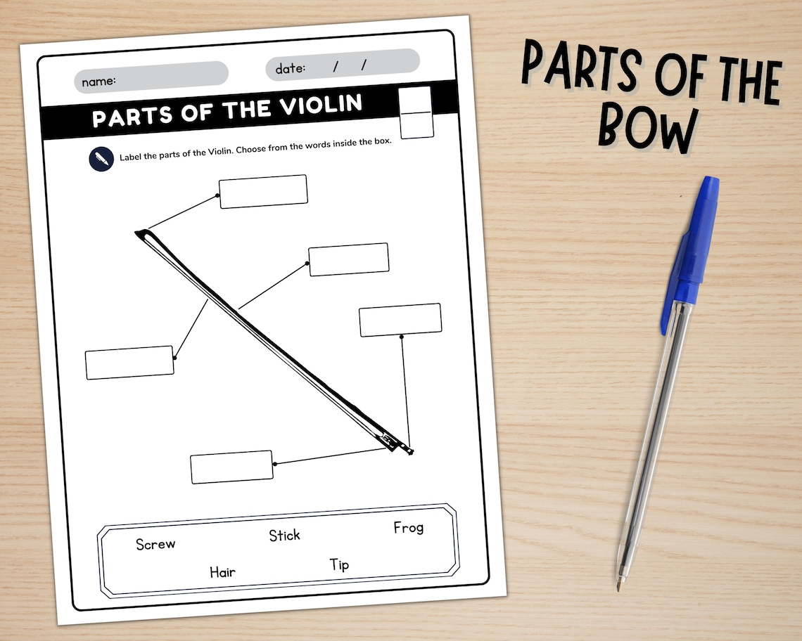 Printable Parts of the Violin Labeling Worksheets, With Answer Keys ...