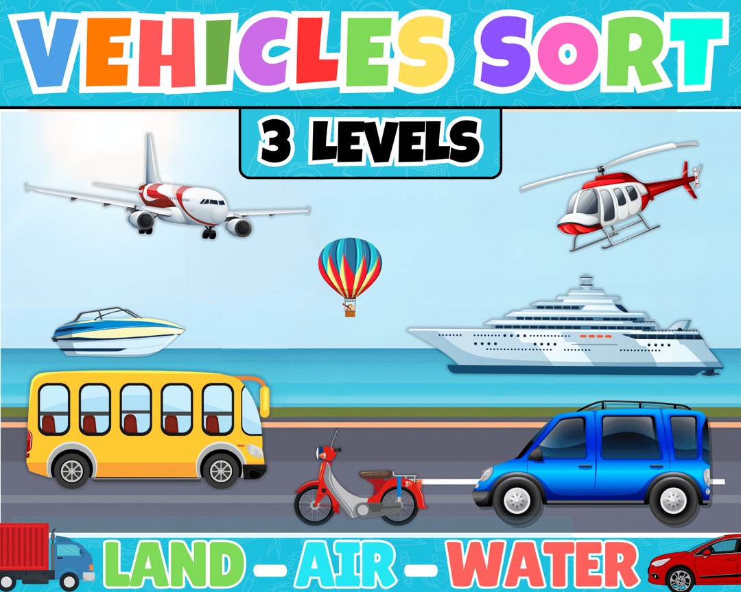 Air Land Water Vehicles Sorting Printable Activity | Transportation ...