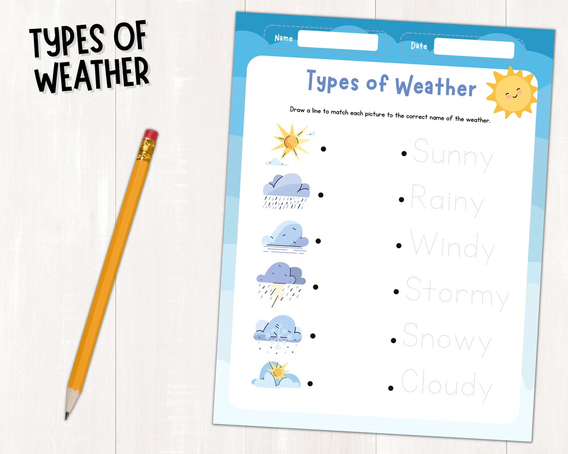 Weather Printable Worksheets for Kids, Types of Weather, What's the ...