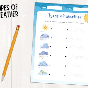 Weather Printable Worksheets for Kids, Types of Weather, What's the ...