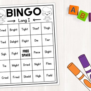 Long Vowel I Bingo Game (ie, Igh) | Phonics Bingo Game for Kids | Long ...