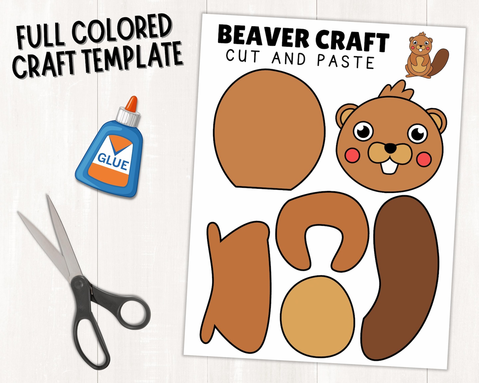 Printable Beaver Craft Template for Kids | Canada Day Activity | Summer ...
