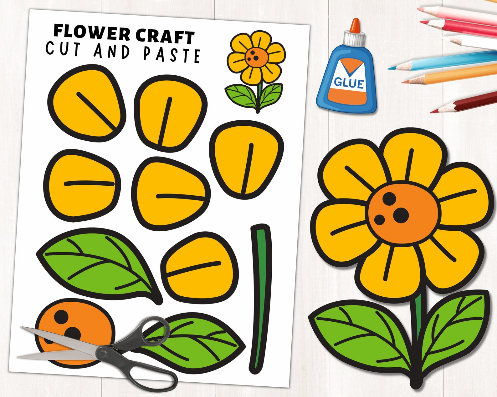 Printable Flower Printable Craft Template | Build a Flower | Spring ...