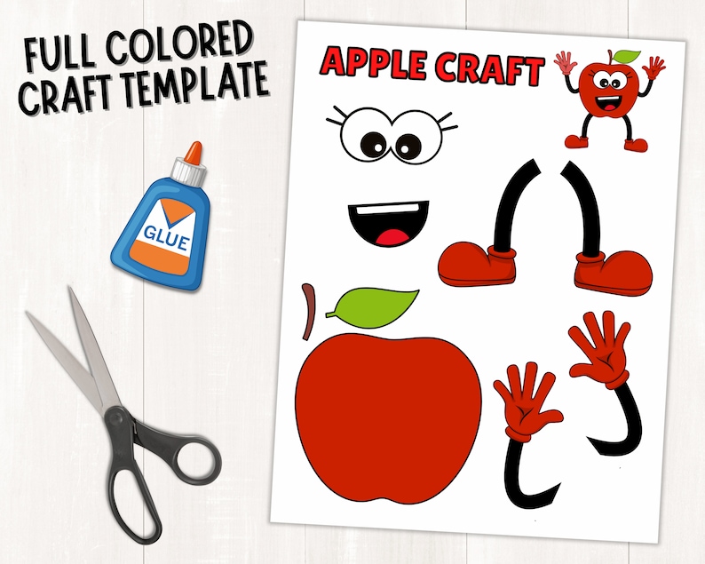 Printable Apple Craft Template for Kids | Fall Craft Activity | Autumn ...