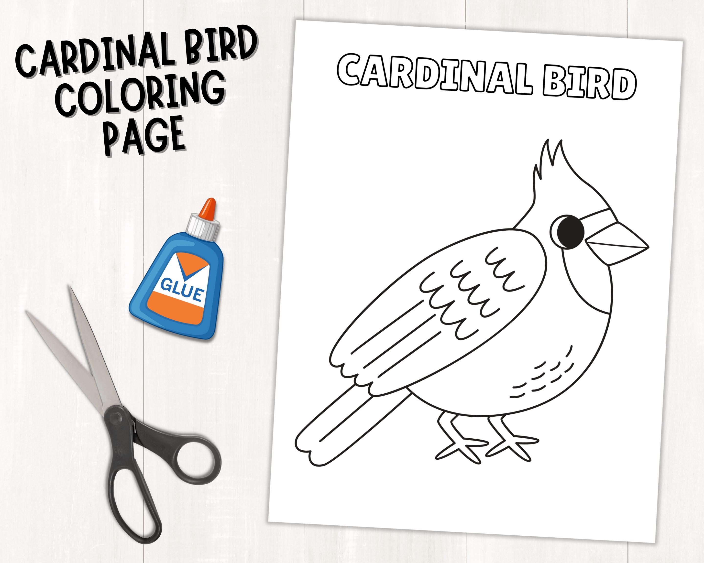 Printable Cardinal Craft for Kids: Winter Bird Coloring Page (PDF ...