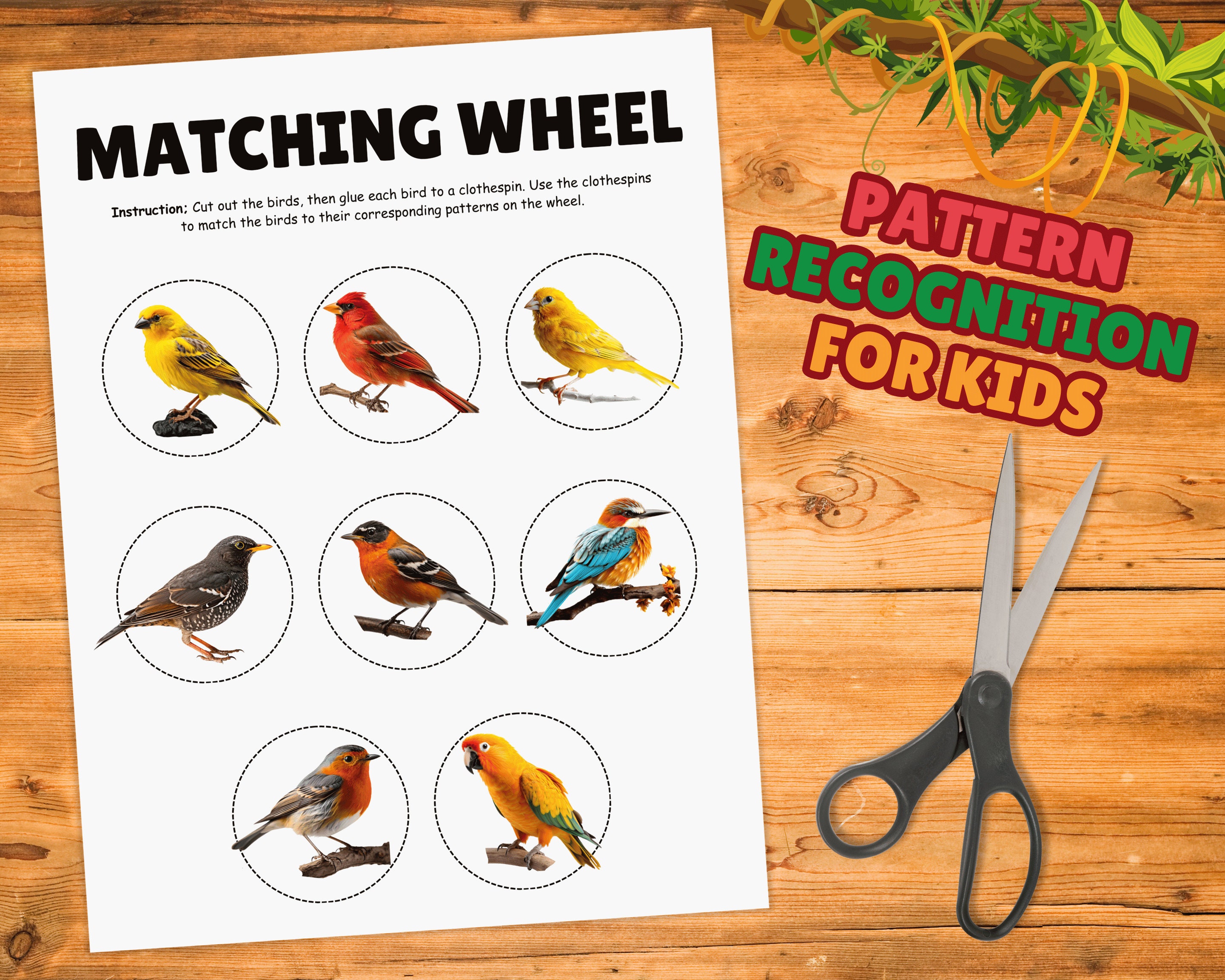 Bird Matching Wheel Activity Bird Pattern Game Spring Preschool ...
