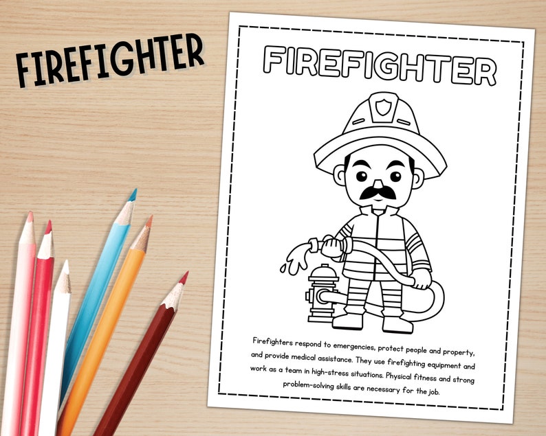 Printable Jobs Coloring Pages With Interesting Facts Occupations ...