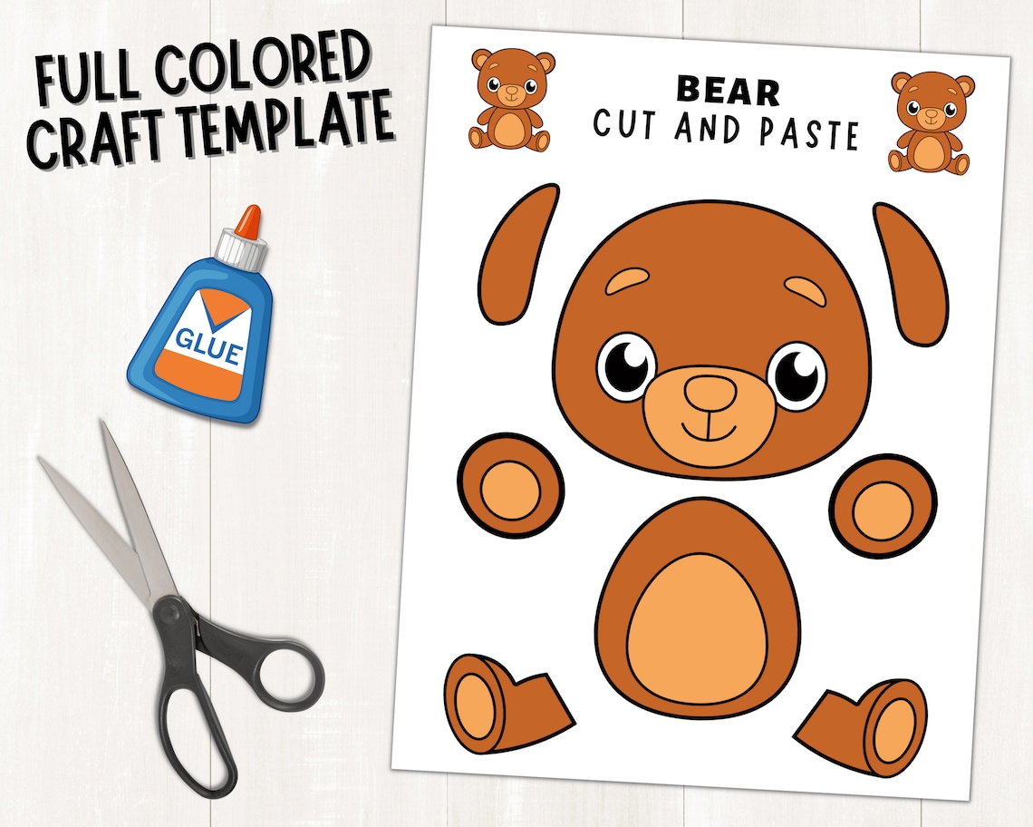 Printable Bear Craft Forest Animals Craft Zoo Animal Activity Color ...