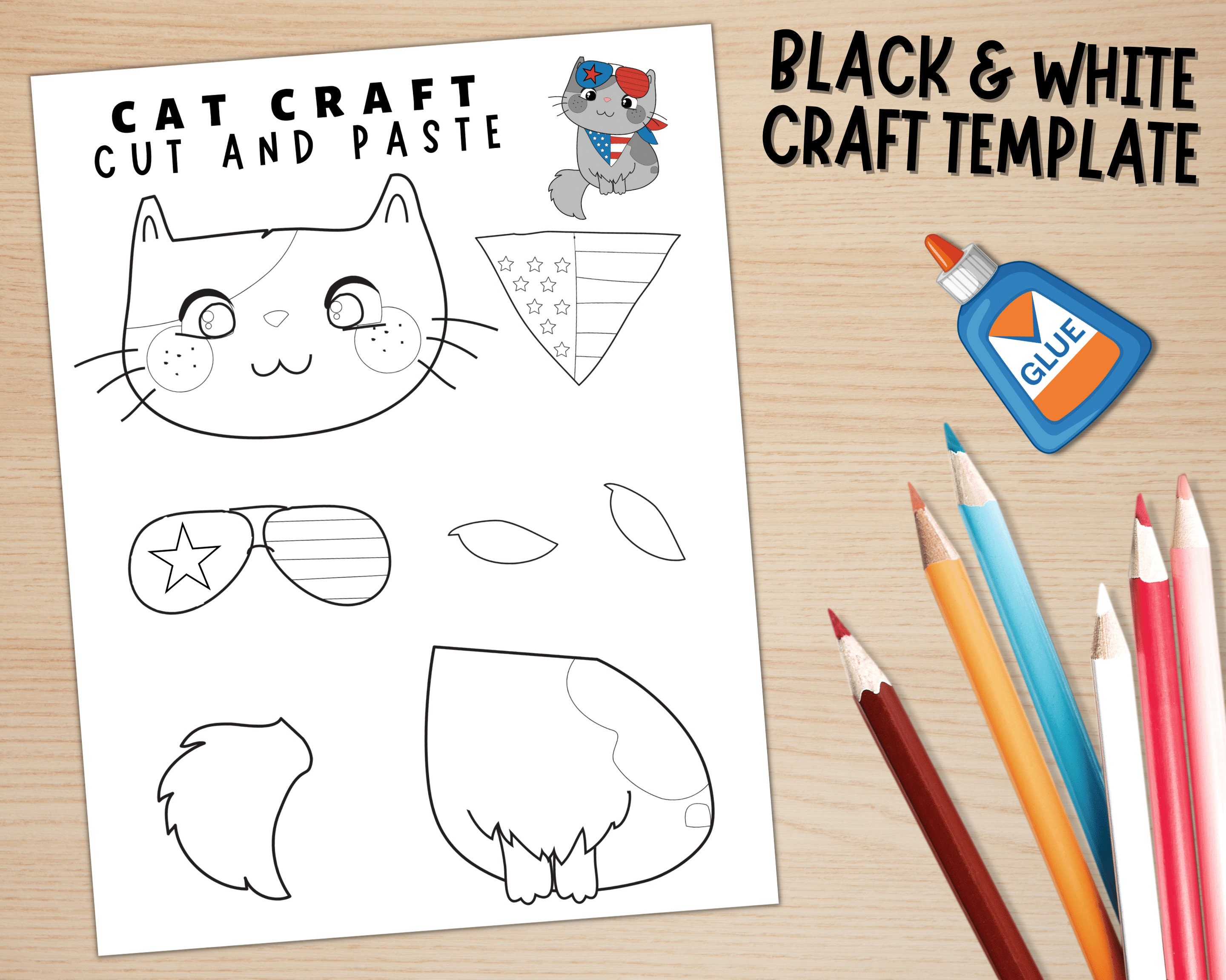 Printable Patriotic Cat Craft September 11th Veteran's Day Activities ...