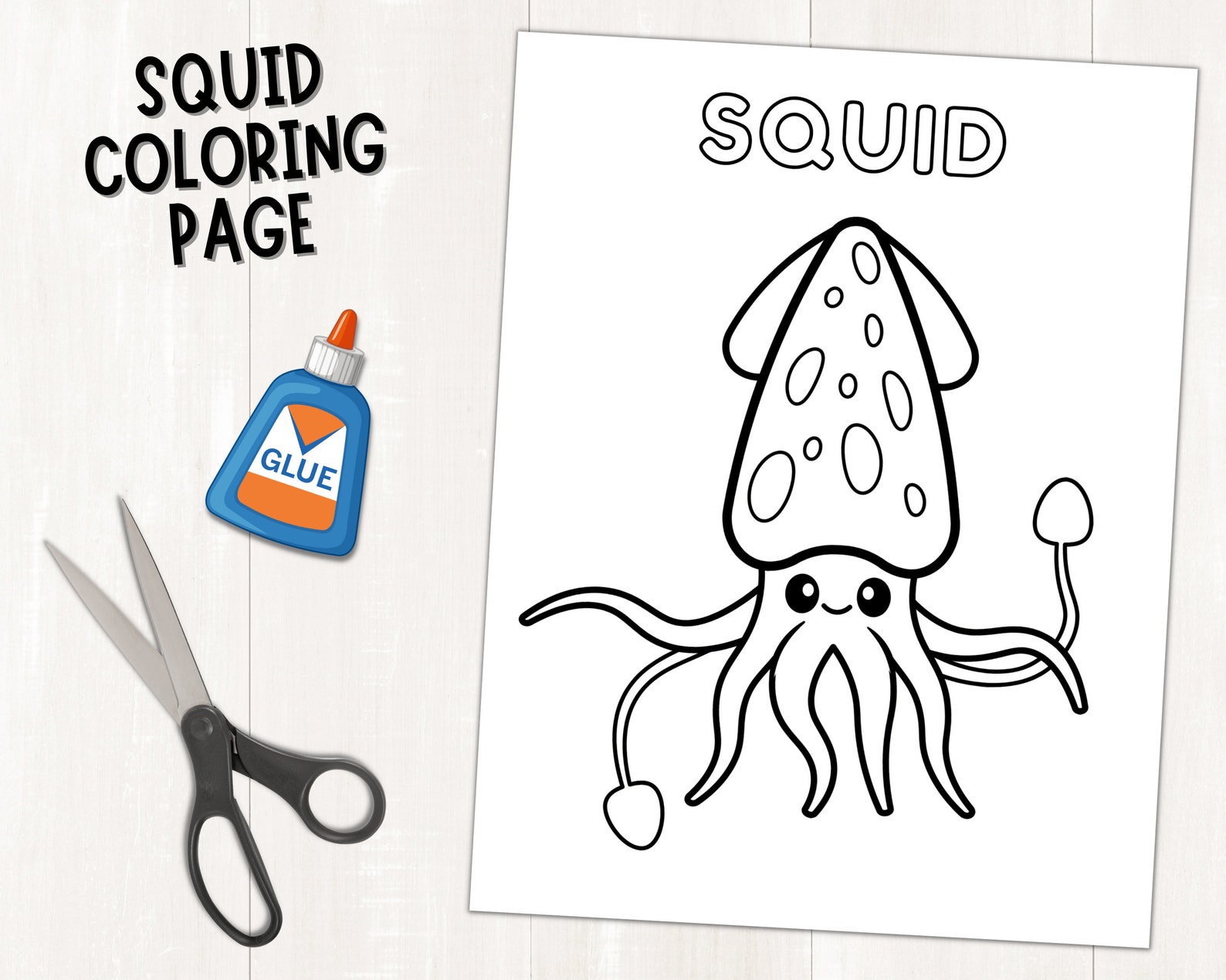 Printable Squid Craft | Sea Life Activity | Ocean Animal Craft | Color ...