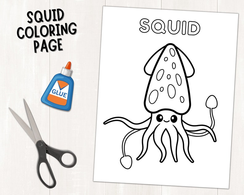 Printable Squid Craft | Sea Life Activity | Ocean Animal Craft | Color ...