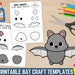 Bat Craft Printable Template, Halloween Craft, Bat Coloring Page, Build ...