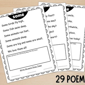Sight Word Poems | Sight Word Activity | Worksheets | Read & Draw ...