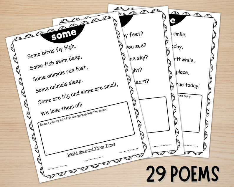 Sight Word Poems Sight Word Activity Worksheets Read & Draw Shared ...
