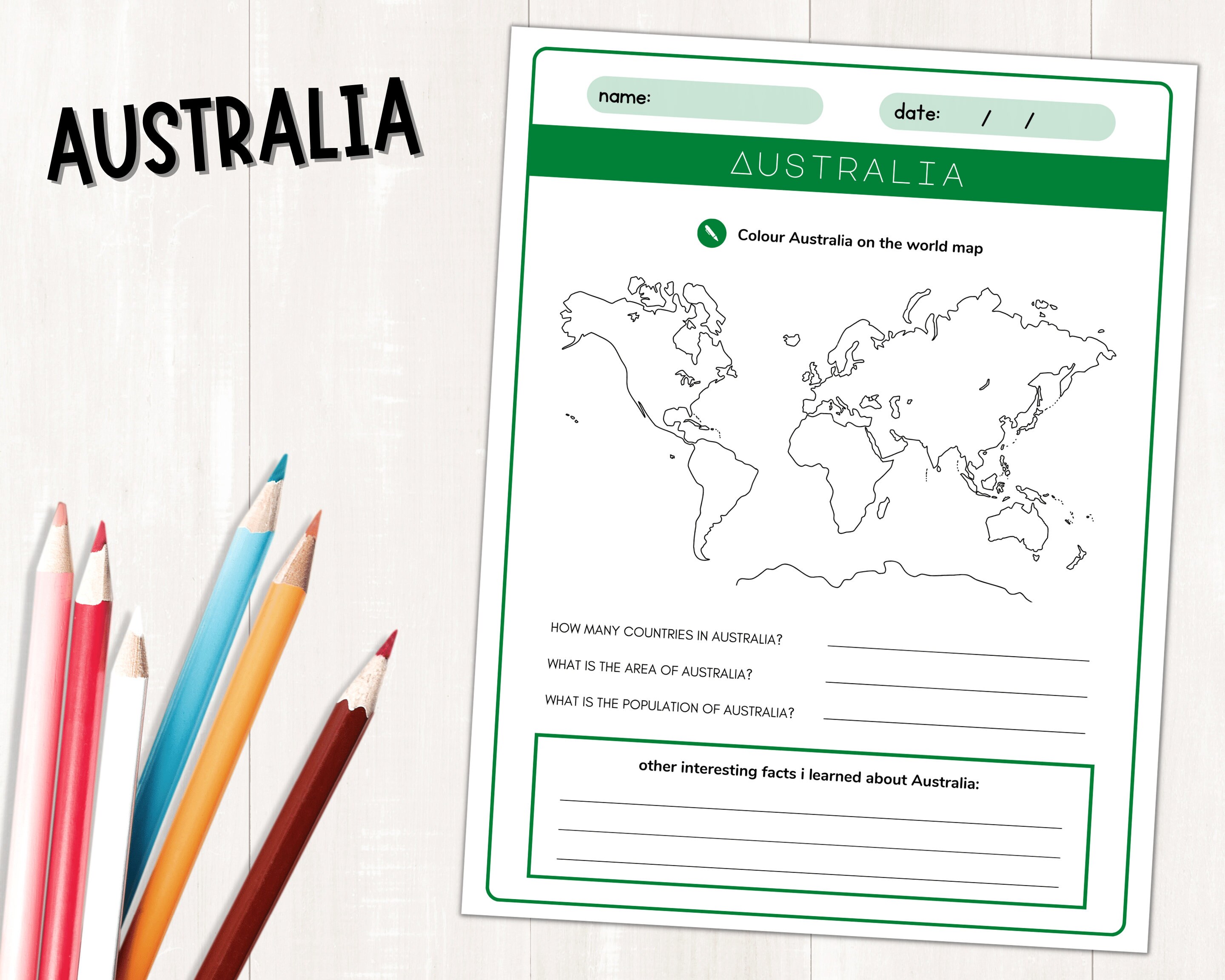 continents of the world worksheets