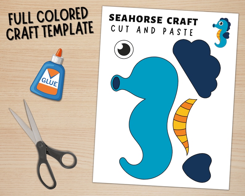 Seahorse Craft Sea Life Activities Ocean Animal Craft Cut & Paste ...