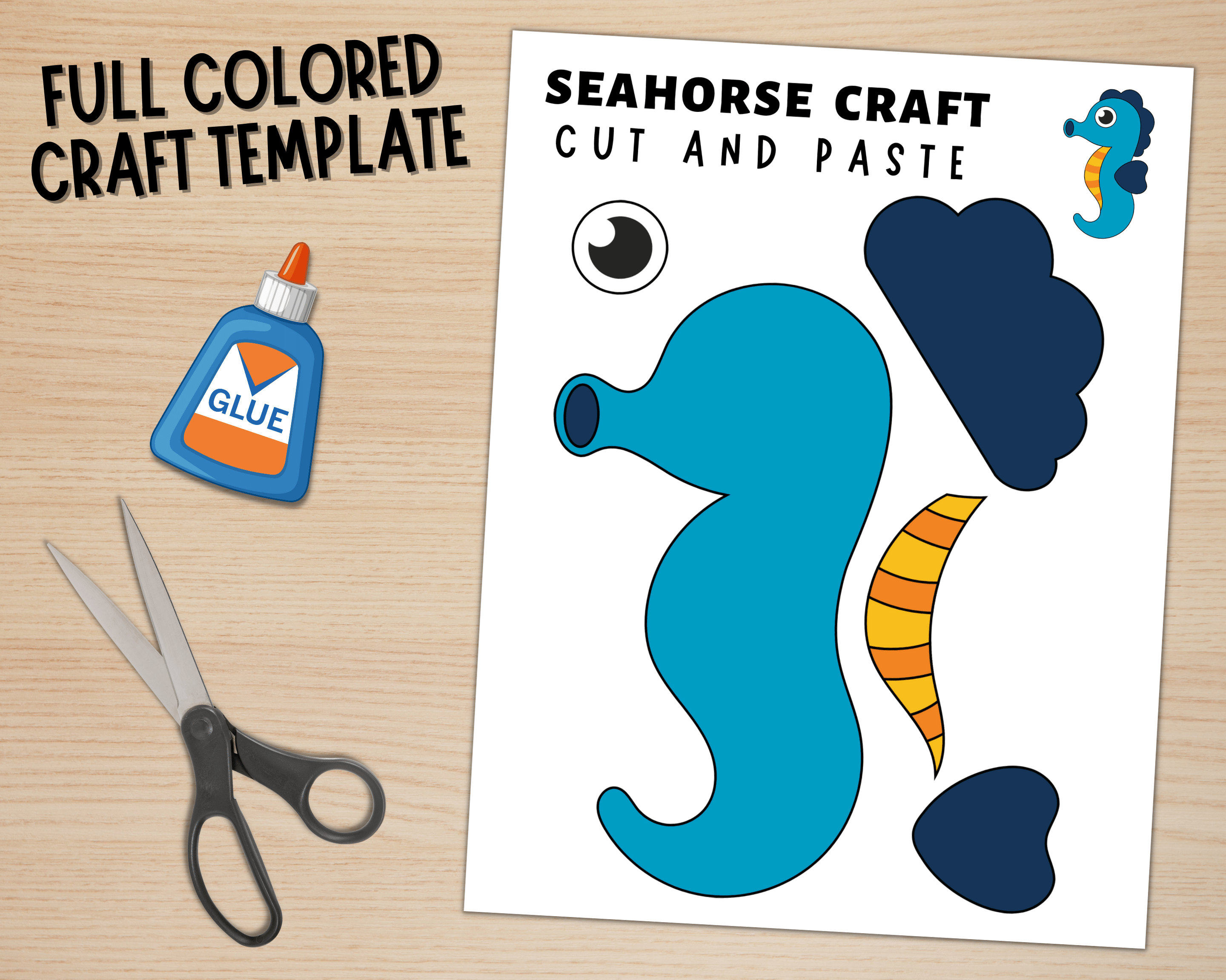 Seahorse Craft Sea Life Activities Ocean Animal Craft Cut & Paste ...