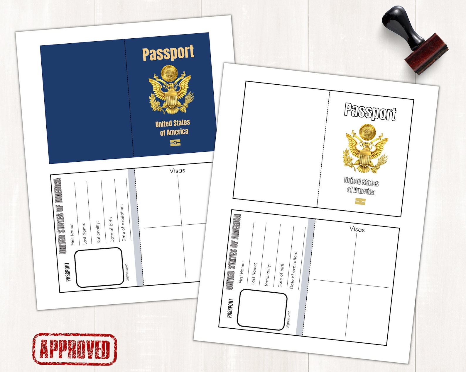 Printable US Passport for Kids, Pretend Passport Book for Travel ...