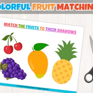 Fruit & Vegetable Shadow Matching Activity, Learn Fruits Veggies Names ...