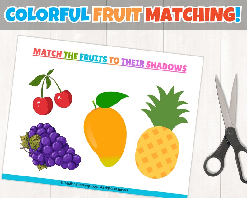 Fruit & Vegetable Shadow Matching Activity, Learn Fruits Veggies Names ...