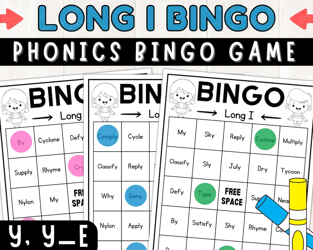 Long Vowel I Bingo Game (Y, Y_E) | Phonics Bingo Game for Kids | Long I ...