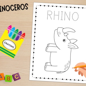 Printable Wild Animals Coloring Pages, Tracing Practise, Safari Animals ...