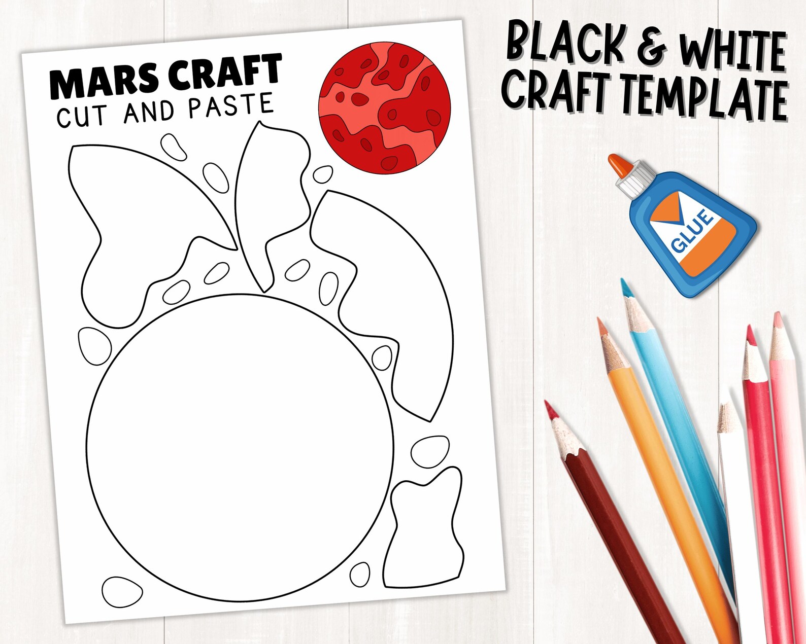 Printable Mars Planet Craft for Kids | Solar System and Space Theme ...