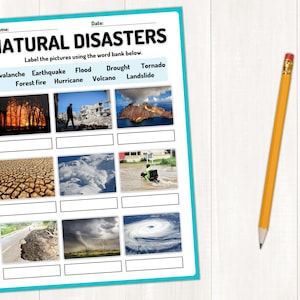 Natural Disasters Labeling Worksheet | Natural Events and Severe ...