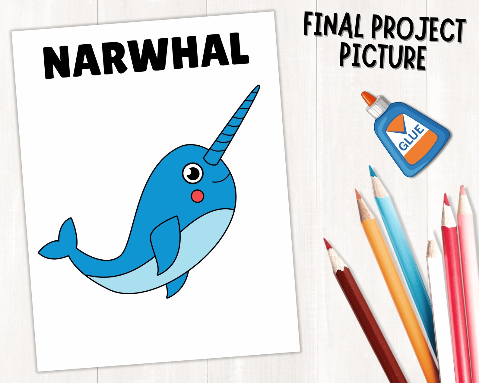Printable Narwhal Craft for Kids | Ocean Animal Activity | Winter ...