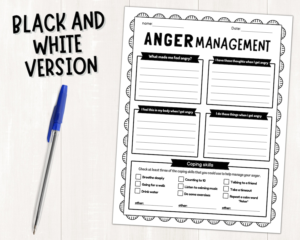 Anger Management Printable Worksheet Dealing With Anger Coping With ...