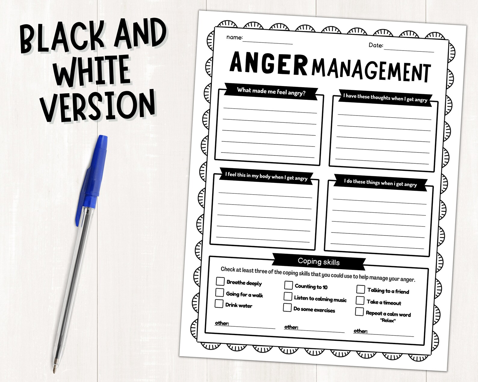 Anger Management Printable Worksheet Dealing With Anger Coping With ...