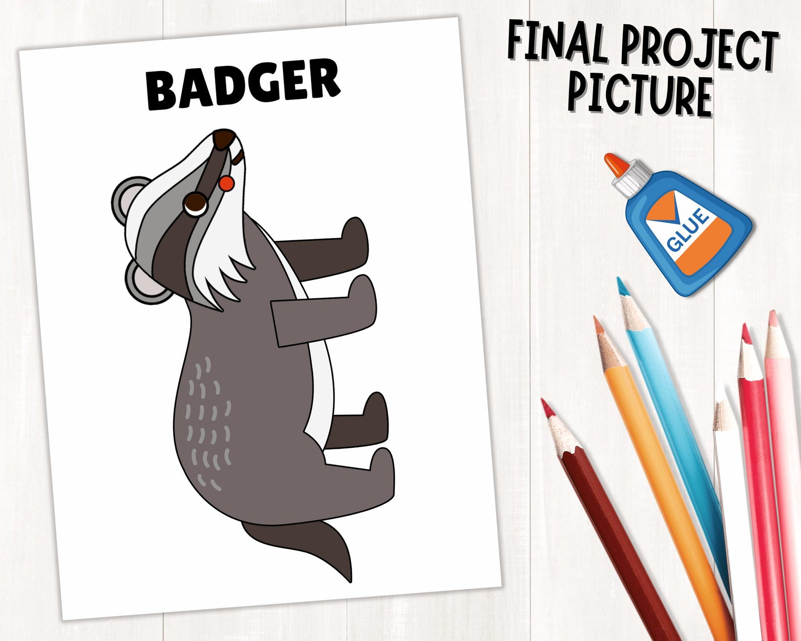 Printable Grey Badger Craft Template | Build a Badger | Forest ...