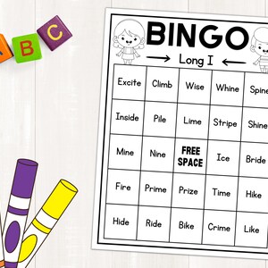 Long Vowel I Bingo Game | Long I With Silent E | Phonics Bingo Game for ...