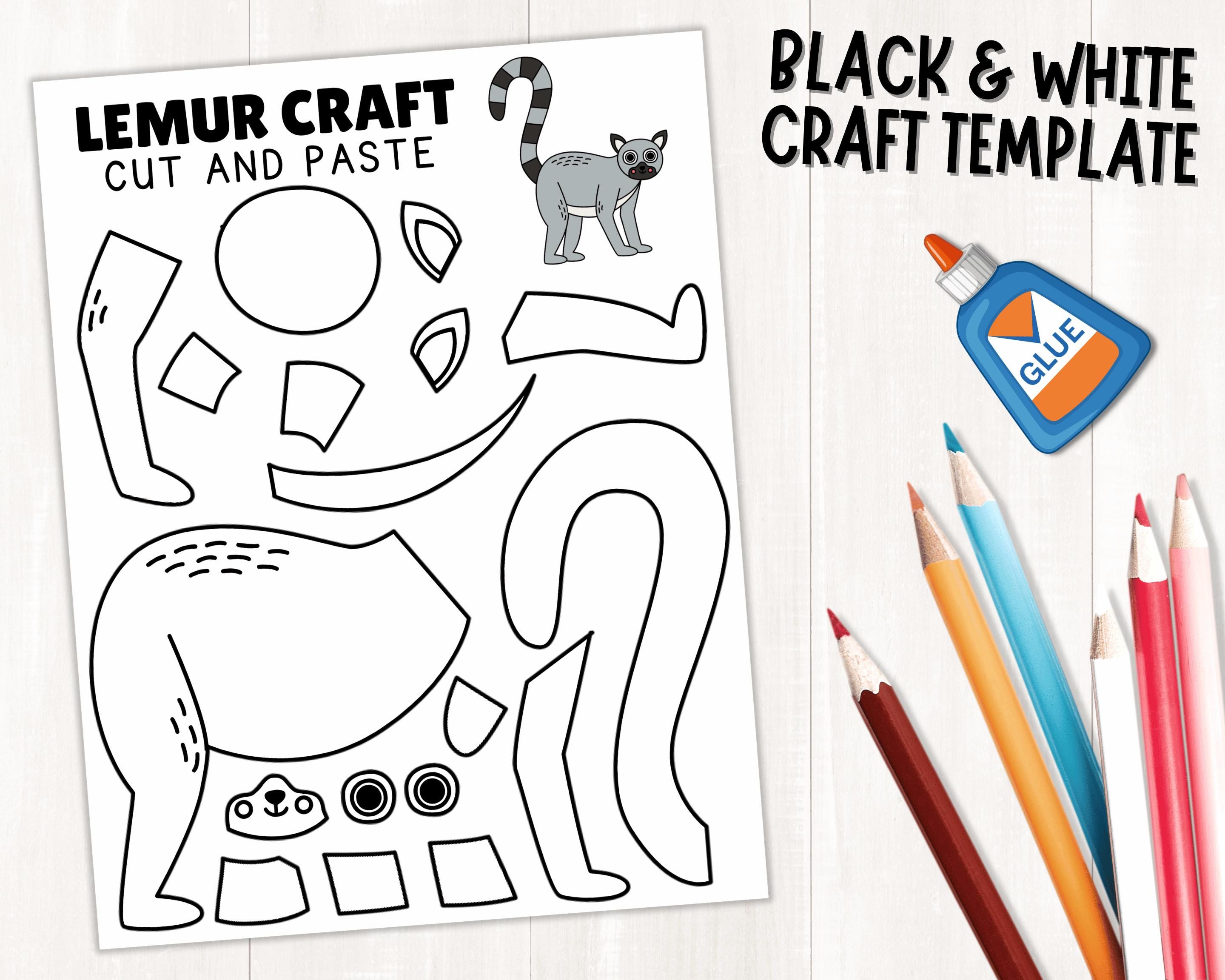 Printable Lemur Craft Template for Kids | Madagascar Animal Activity ...