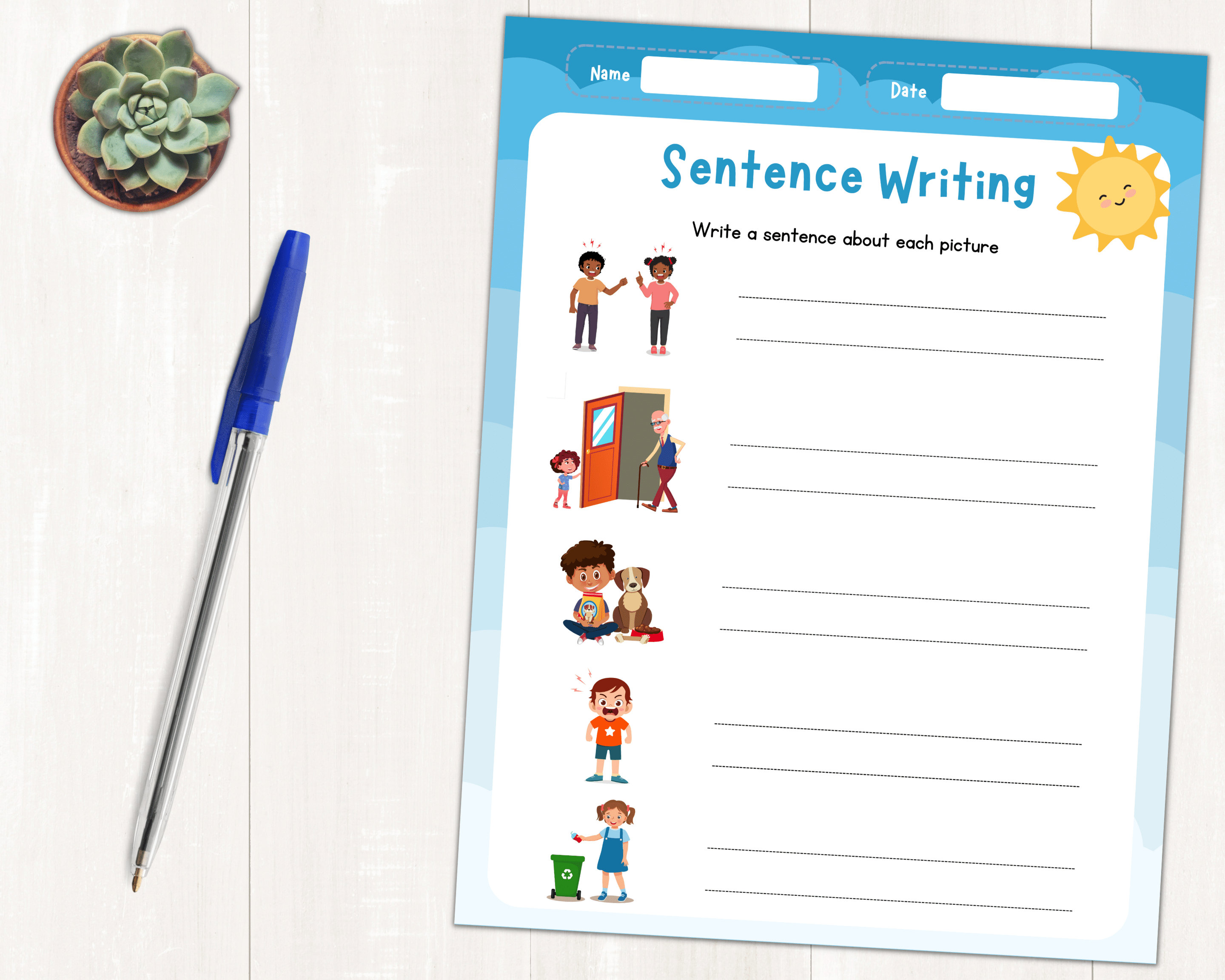 Writing Complete Sentences About Picture Worksheets, Picture Writing ...