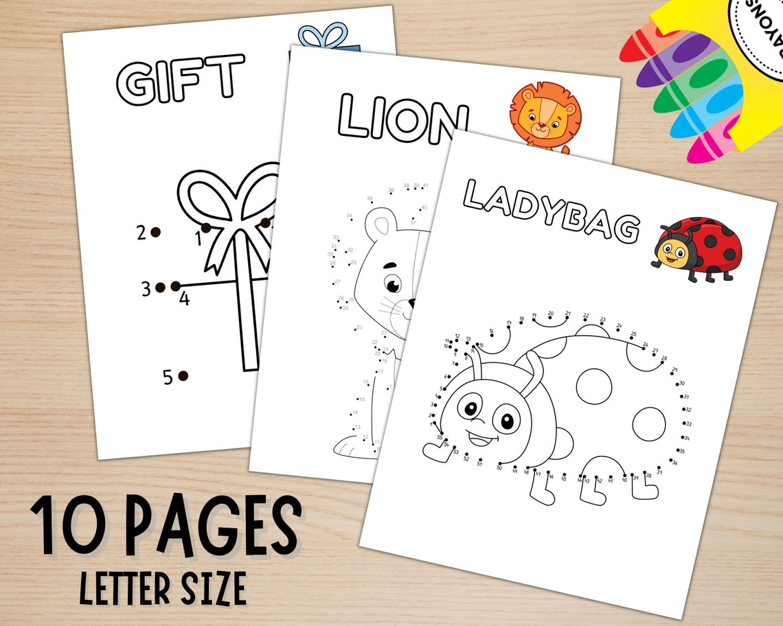Dot to Dot Worksheets for Kids Connect the Dots Activity Pages ...