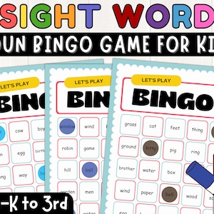 Dolch Noun Sight Words Bingo Game | High-frequency Words | Vocabulary ...