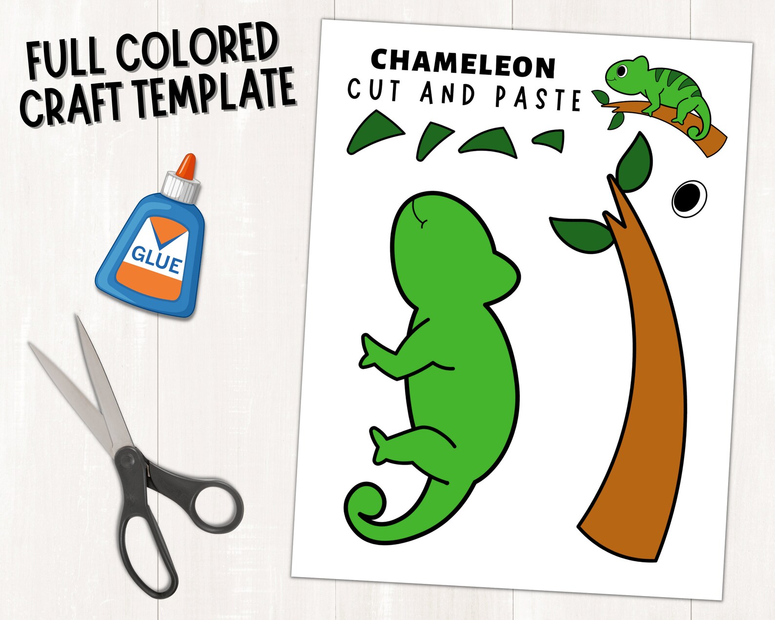 Chameleon Craft for Kids, Printable Template, Rainforest Activities ...