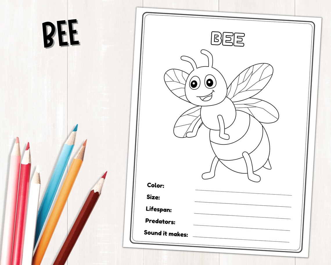 Printable Insects Coloring Pages for Kids, Insects Research Activity ...