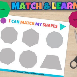 2D Shapes Shadow Matching Activity for Kids, Shapes Busy Bags ...
